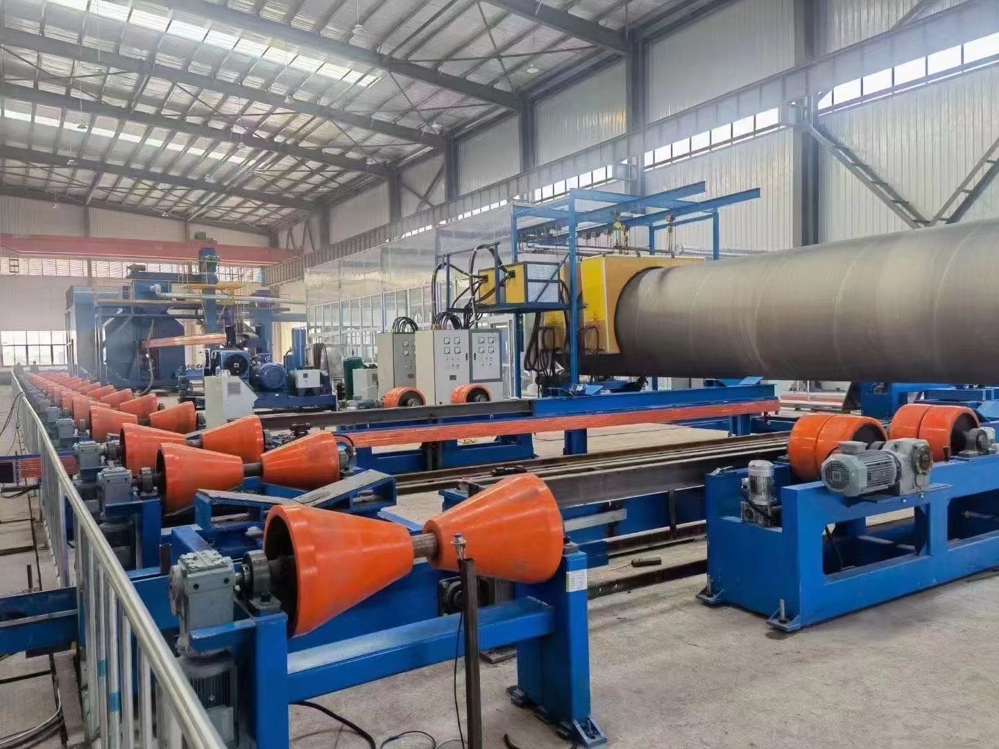 Blasting Coating Beveling Machine Line For 3PE Steel Pipe Three Layer ...